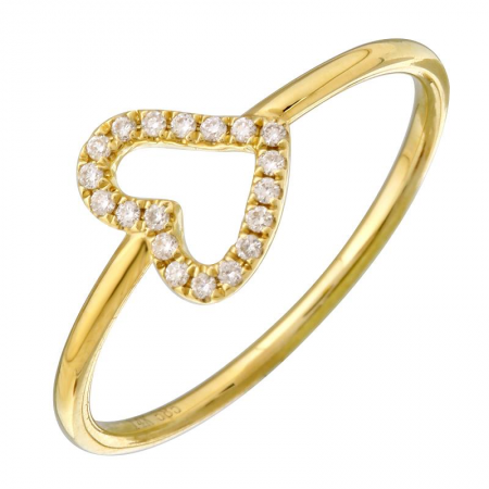 14k Yellow Gold Heart Diamond Ring - ROCKS: Jewelry, Gifts, Home